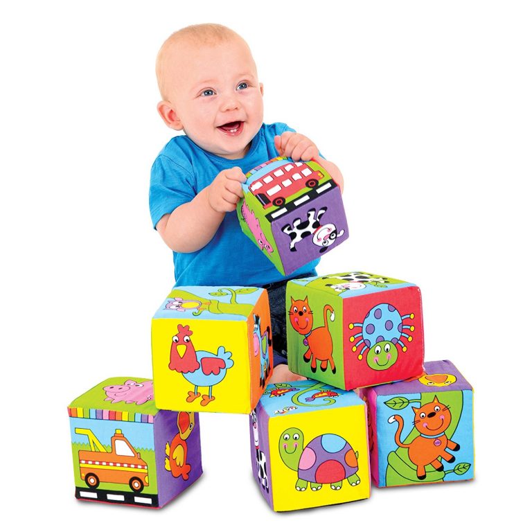 Galt Toys Baby Soft Stacking Blocks (Foam Filled Fabric Cube Bricks - 6 ...