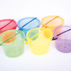 TickiT Translucent Colour Bucket Set (6 Colourful Transparent Buckets - Sand & Water Play ...