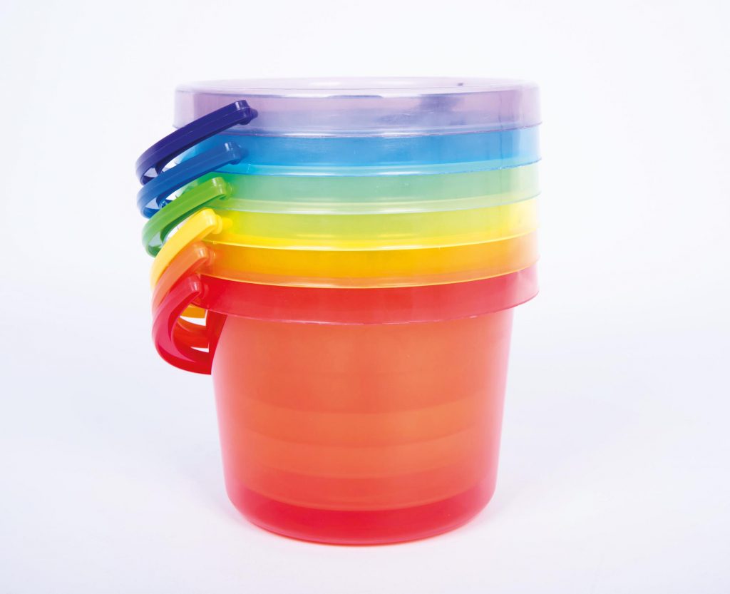 TickiT Translucent Colour Bucket Set (6 Colourful Transparent Buckets - Sand & Water Play ...